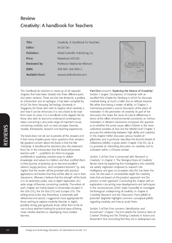 (PDF) Creativity: A handbook for Teachers