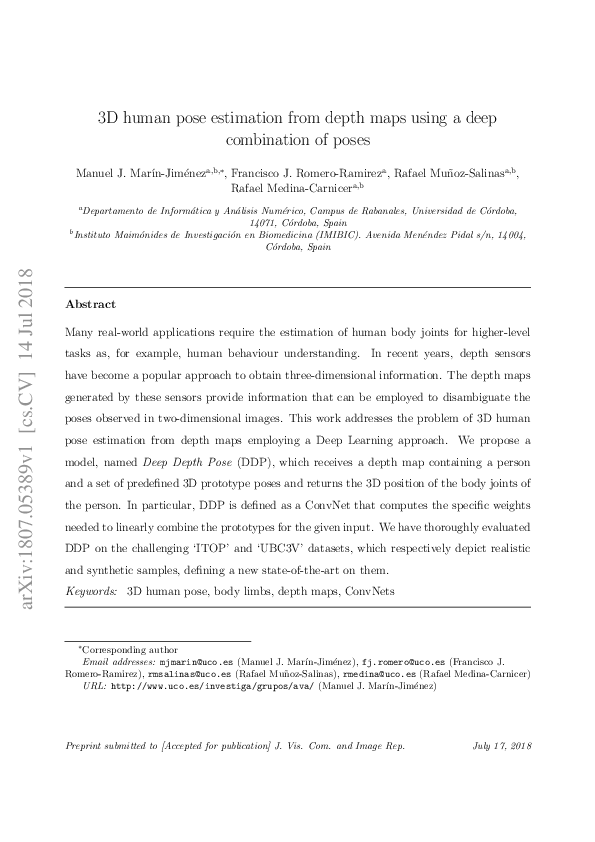 (PDF) 3D human pose estimation from depth maps using a deep combination ...