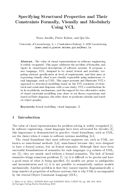 (PDF) Specifying Structural Properties and Their Constraints Formally, Visually and Modularly ...
