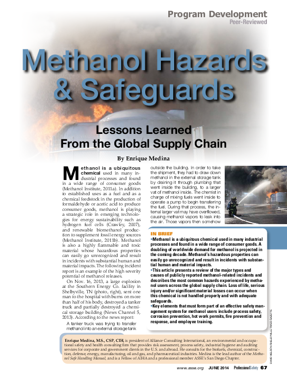 (PDF) Methanol Hazards & Safeguards: Lessons Learned From the Global ...