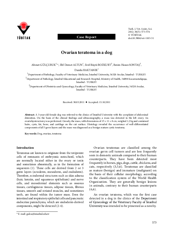 (PDF) Ovarian teratoma in a dog