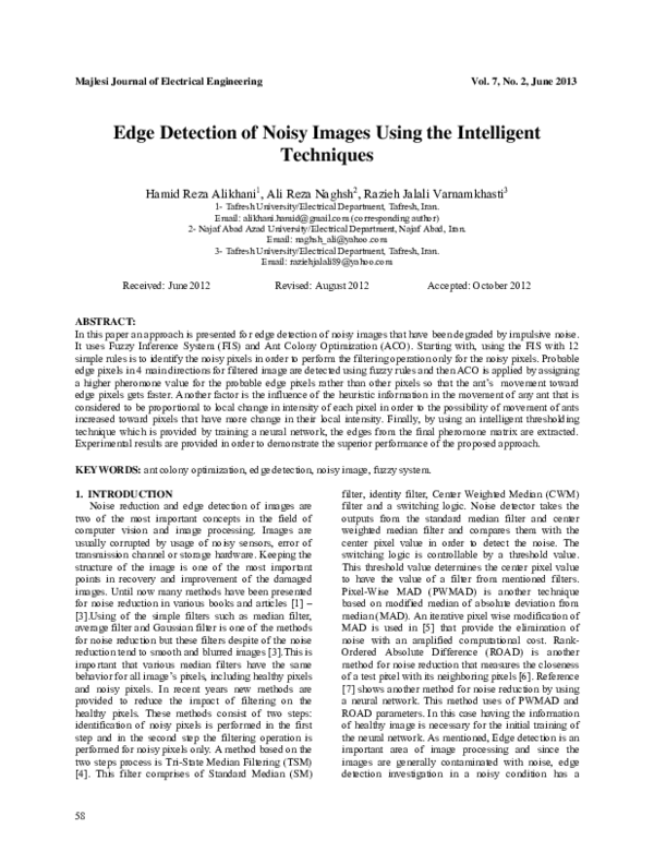 Pdf Edge Detection Of Noisy Images Using The Intelligent Techniques