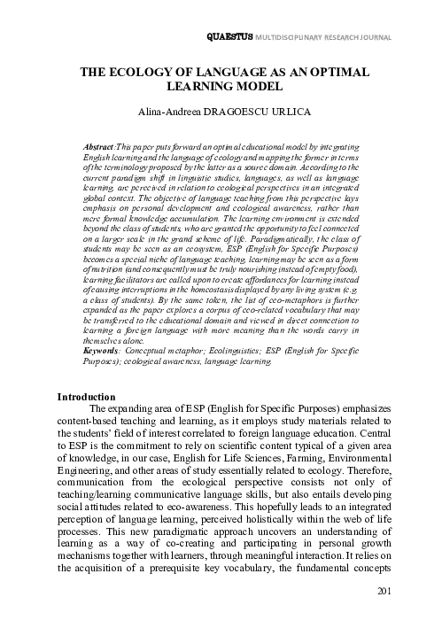 (PDF) The Ecology of Language as an Optimal Learning Model