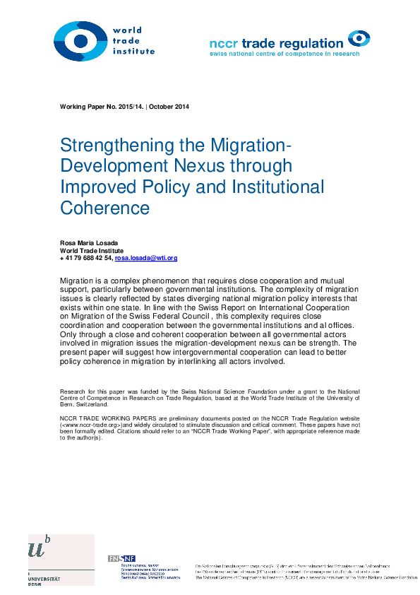 (PDF) Strengthening the Migration-Development Nexus through Improved Policy and Institutional ...