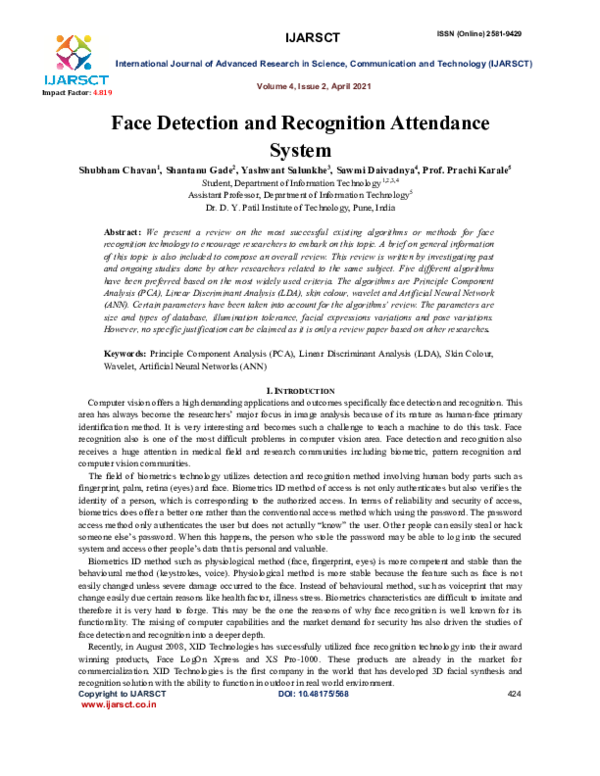 (PDF) Face Detection and Recognition Attendance System