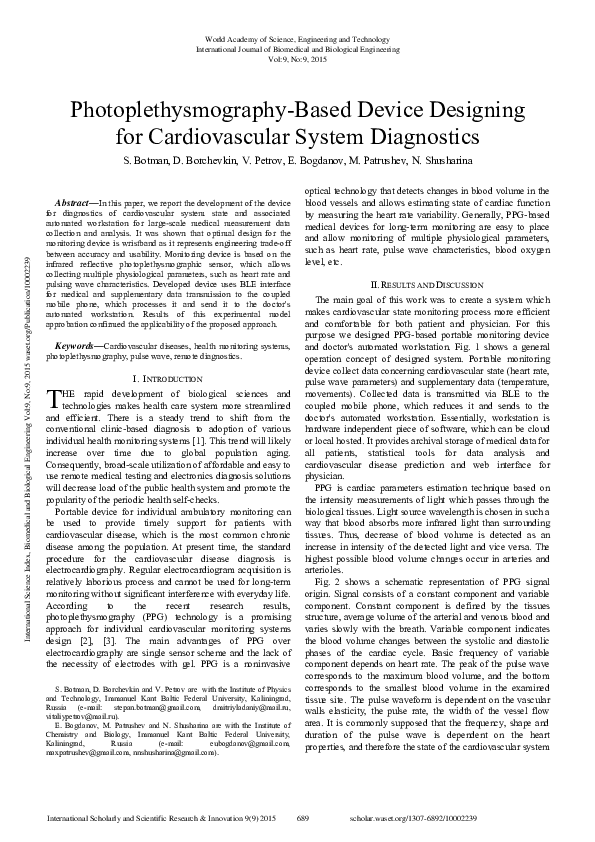 (PDF) Photoplethysmography-Based Device Designing for Cardiovascular ...