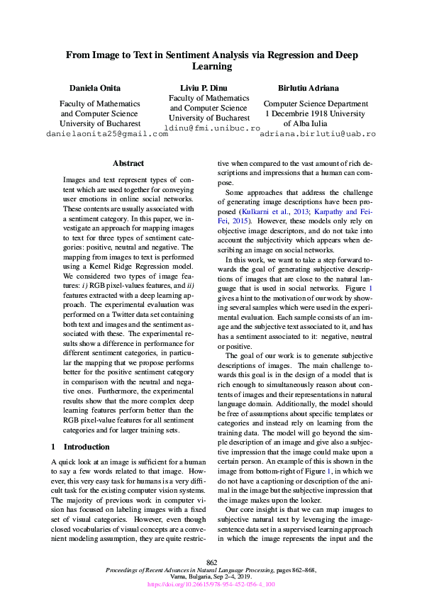(PDF) From Image to Text in Sentiment Analysis via Regression and Deep ...