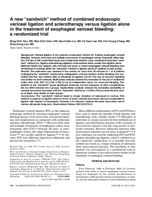 (PDF) A new “sandwich” method of combined endoscopic variceal ligation ...