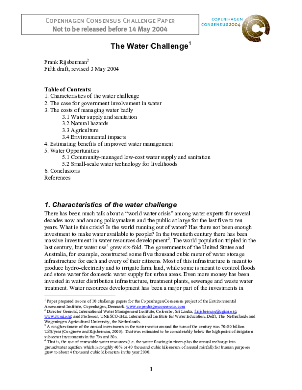 (PDF) The Water Challenge