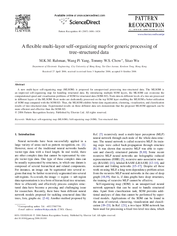 Pdf A Flexible Multi Layer Self Organizing Map For Generic Processing