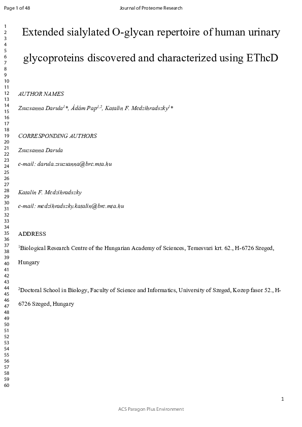 (PDF) Extended sialylated O-glycan repertoire of human urinary ...