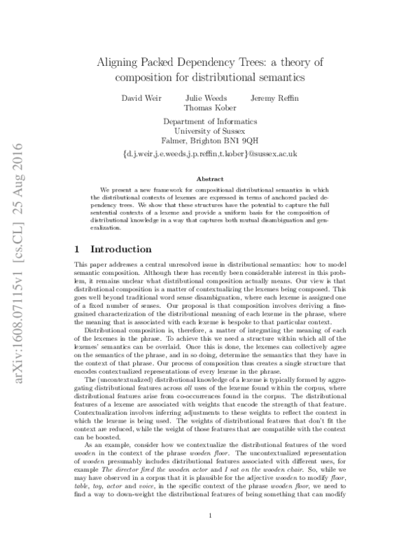 (PDF) Aligning Packed Dependency Trees: a theory of composition for distributional semantics