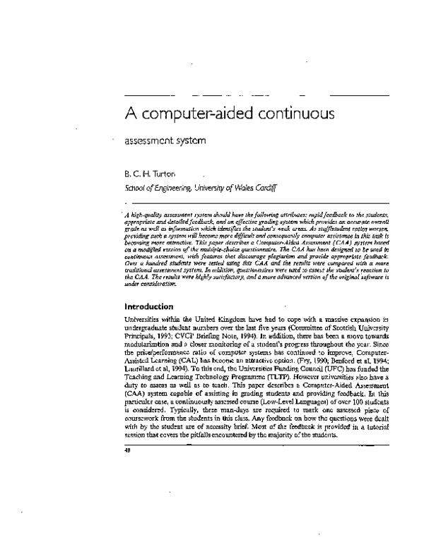 (PDF) A computer‐aided continuous assessment system