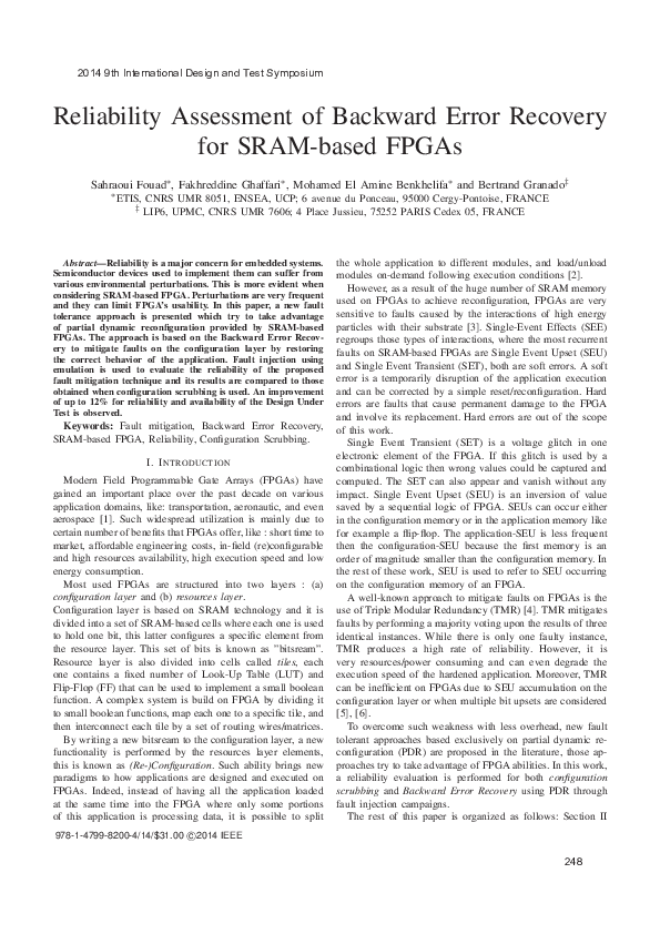 (PDF) Reliability assessment of backward error recovery for SRAM-based ...