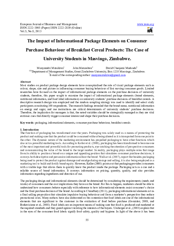 (PDF) The Impact of Informational Package Elements on Consumer Purchase ...