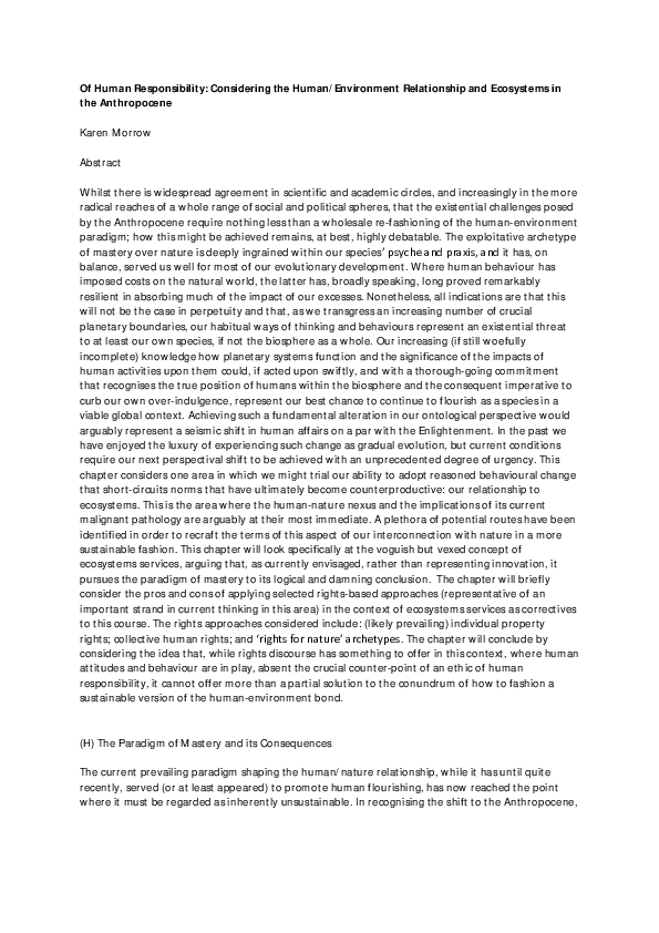 (PDF) Of Human Responsibility: Considering the Human/Environment ...