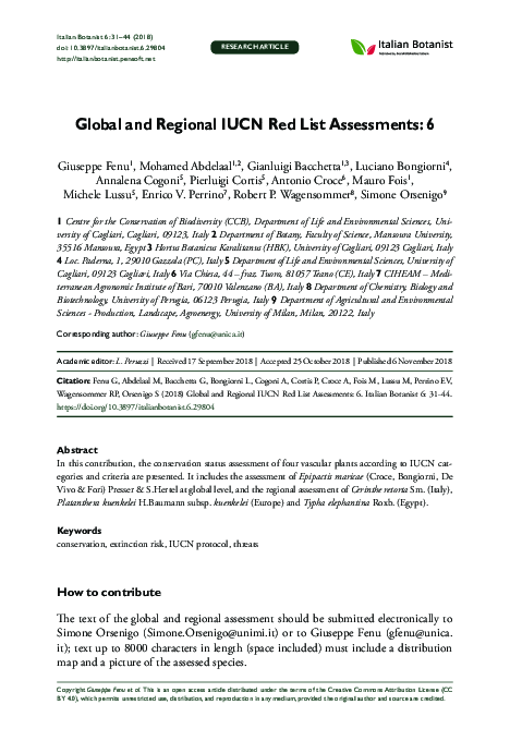 (PDF) Global and Regional IUCN Red List Assessments: 6