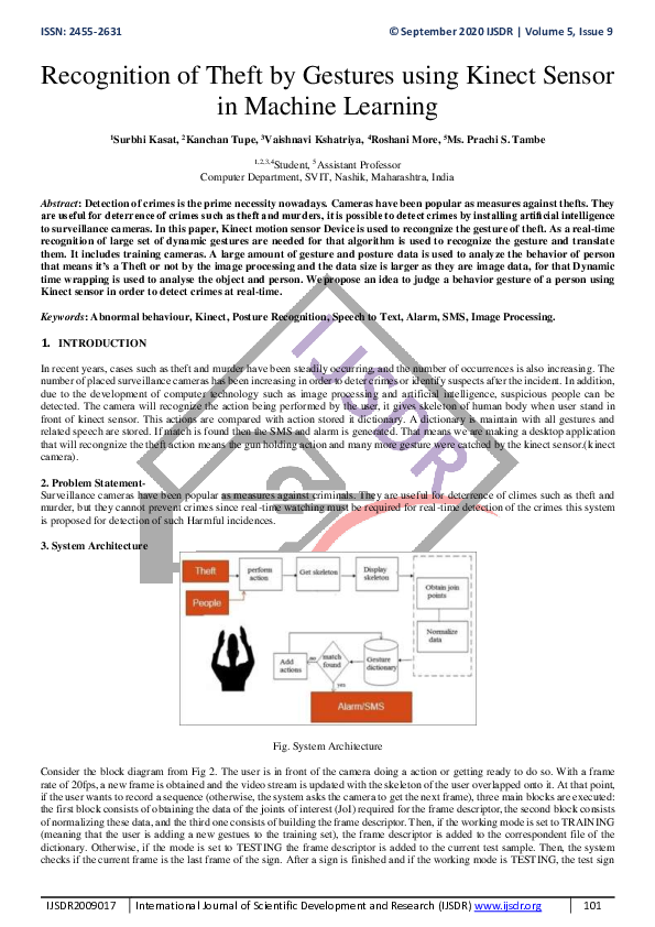 Pdf Recognition Of Theft By Gestures Using Kinect Sensor In Machine Learning