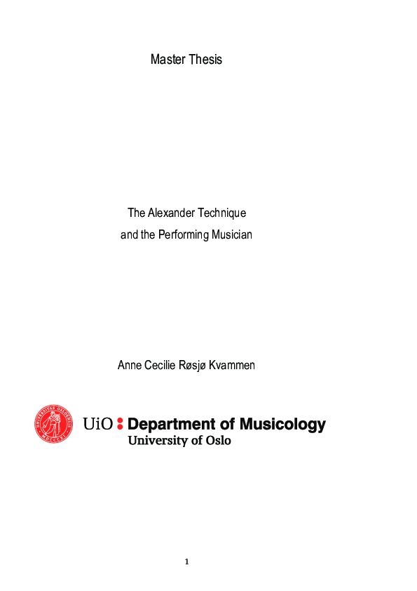 (PDF) The Alexander Technique and the Performing Musician