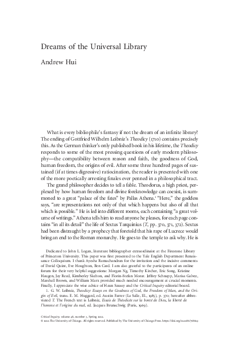 (PDF) Dreams of the Universal Library