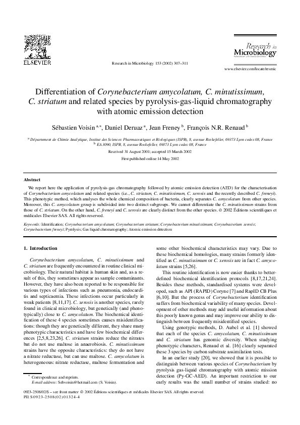 (PDF) Differentiation of Corynebacterium amycolatum, C. minutissimum, C ...