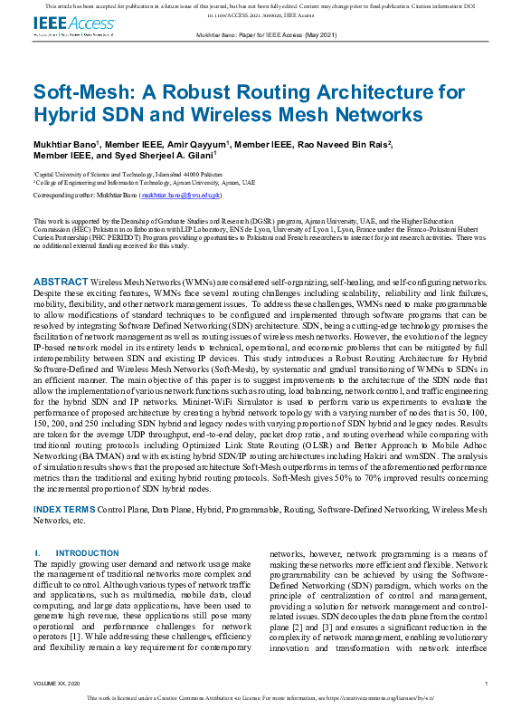 Pdf Soft Mesh A Robust Routing Architecture For Hybrid Sdn And Wireless Mesh Networks