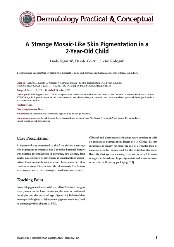 (PDF) A Strange Mosaic-Like Skin Pigmentation in a 2-Year-Old Child