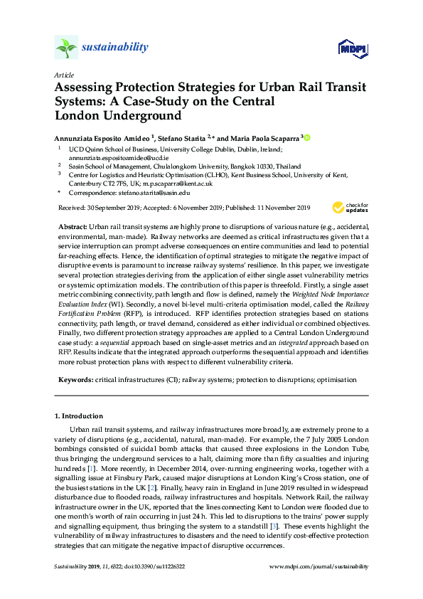 (PDF) Assessing Protection Strategies for Urban Rail Transit Systems: A Case-Study on the ...