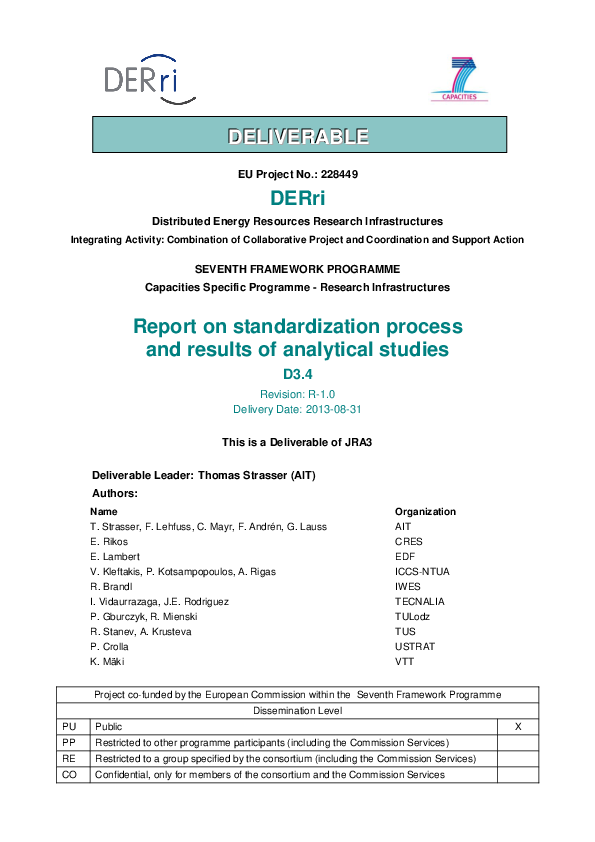 (PDF) Report on standardization process and results of analytical studies