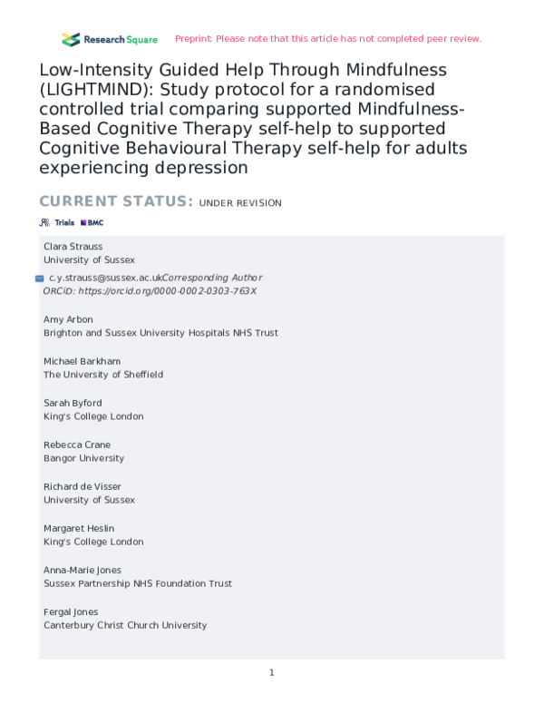 (PDF) Low-Intensity Guided Help Through Mindfulness (LIGHTMIND): Study ...