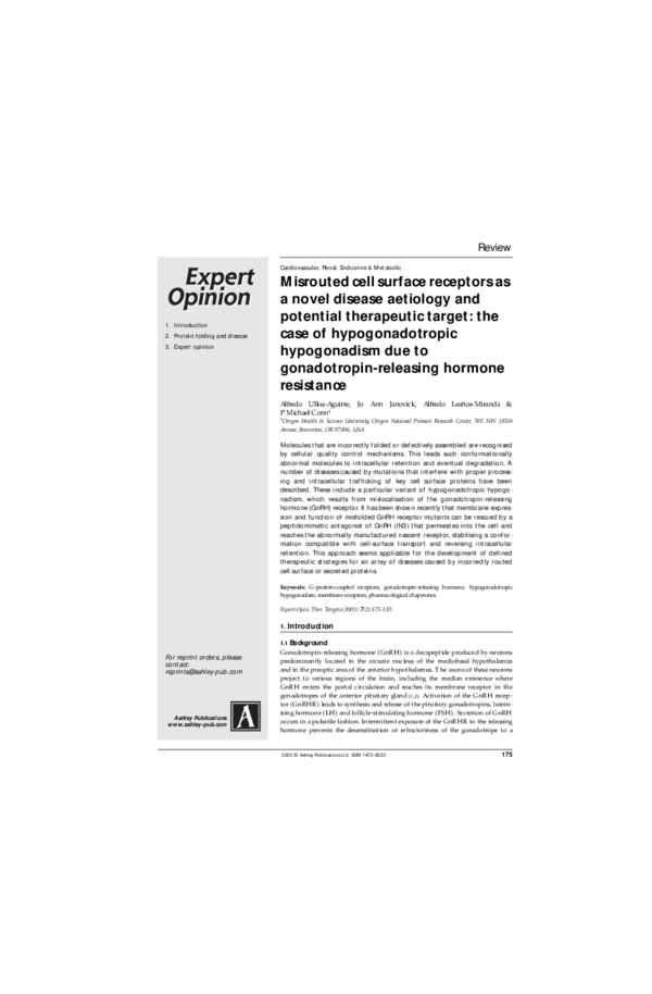 (PDF) Misrouted cell surface receptors as a novel disease aetiology and ...