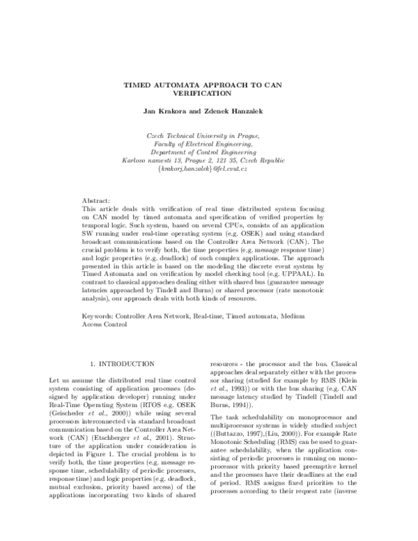 Pdf Timed Automata Approach To Can Verification
