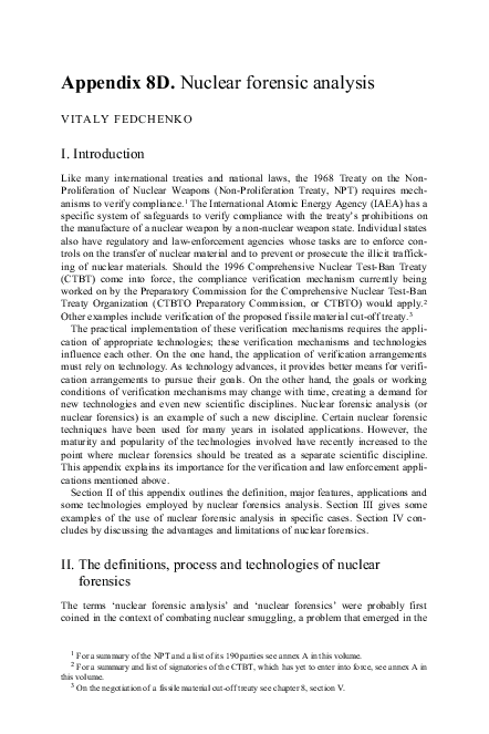 (PDF) Appendix 8 D . Nuclear forensic analysis