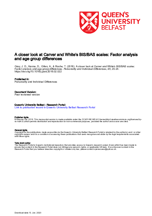 (PDF) A closer look at Carver and White's BIS/BAS scales: Factor ...