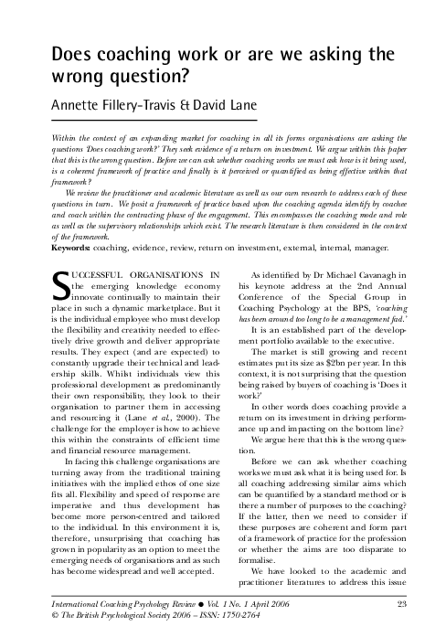 (PDF) International Coaching Psychology Review