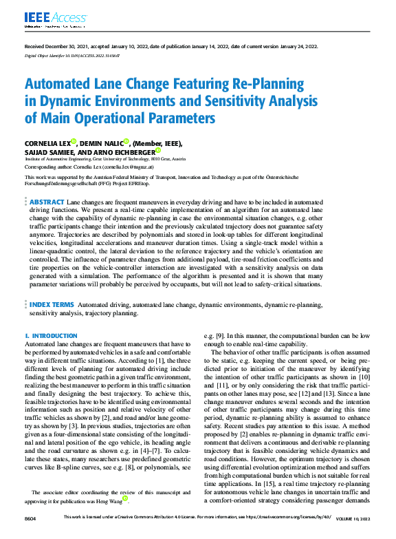 (PDF) Automated Lane Change Featuring Re-Planning in Dynamic ...