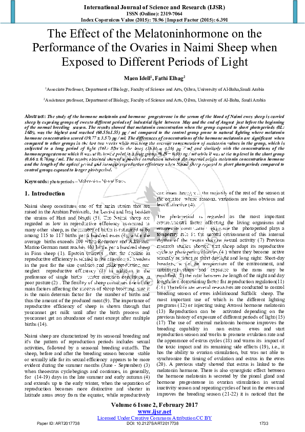 (PDF) The Effect of the Melatoninhormone on the Performance of the ...