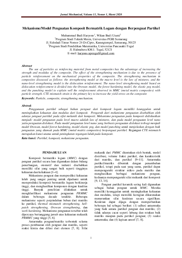 (PDF) Mekanisme/Model Penguatan Komposit Bermatrik Logam dengan ...