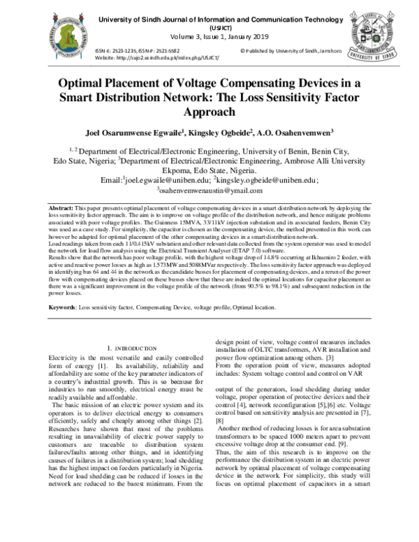 (PDF) Optimal Placement of Voltage Compensating Devices in a Smart Distribution Network: The ...