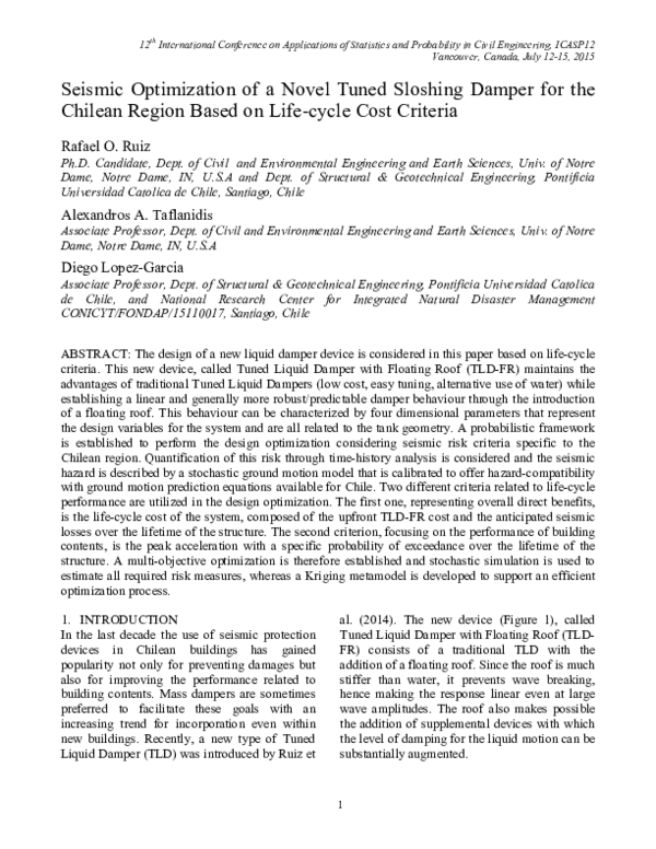 (PDF) Seismic optimization of a novel tuned sloshing damper for the ...