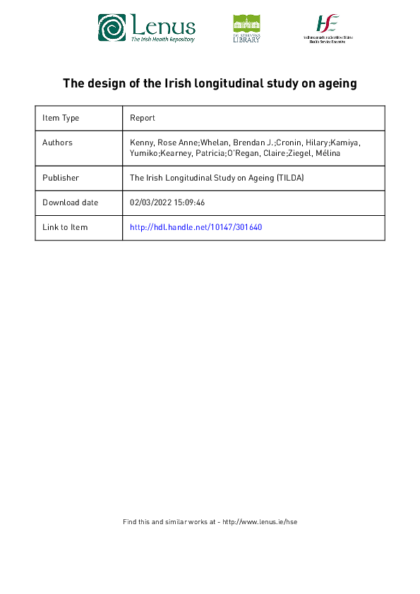(PDF) The Design of the Irish Longitudinal Study on Ageing | Patricia ...
