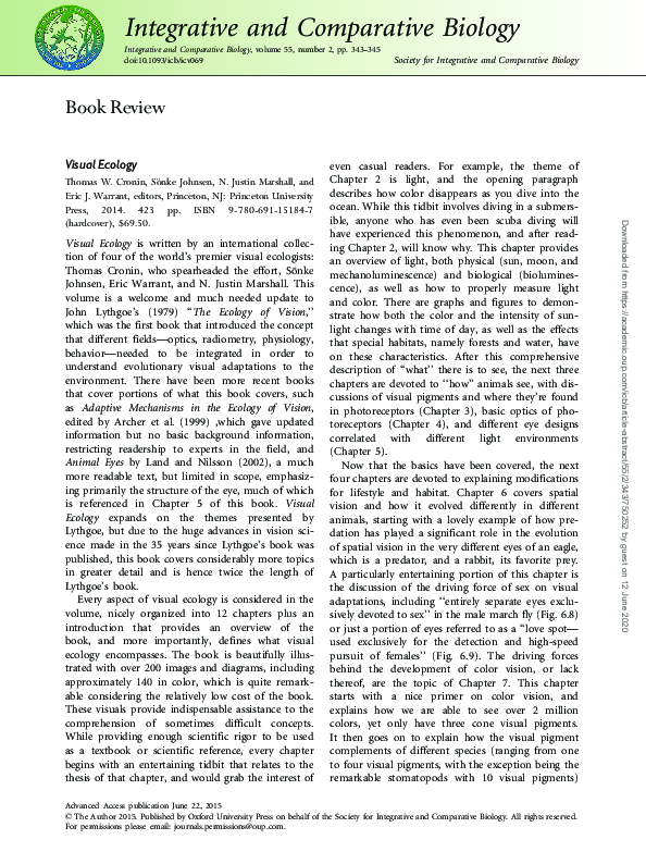 (PDF) Visual Ecology Thomas W. Cronin, Sonke Johnsen, N. Justin ...