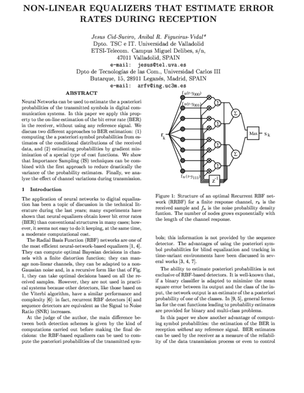 (PDF) Non-linear equalizers that estimate error rates during reception
