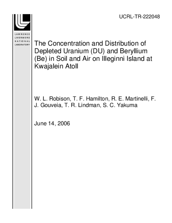 (PDF) The Concentration and Distribution of Depleted Uranium (DU) and ...