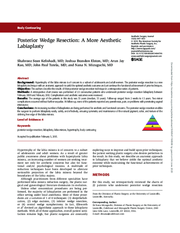 (PDF) Posterior Wedge Resection: A More Aesthetic Labiaplasty