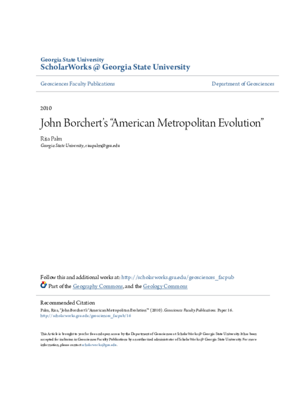 (PDF) John Borchert's “American Metropolitan Evolution”