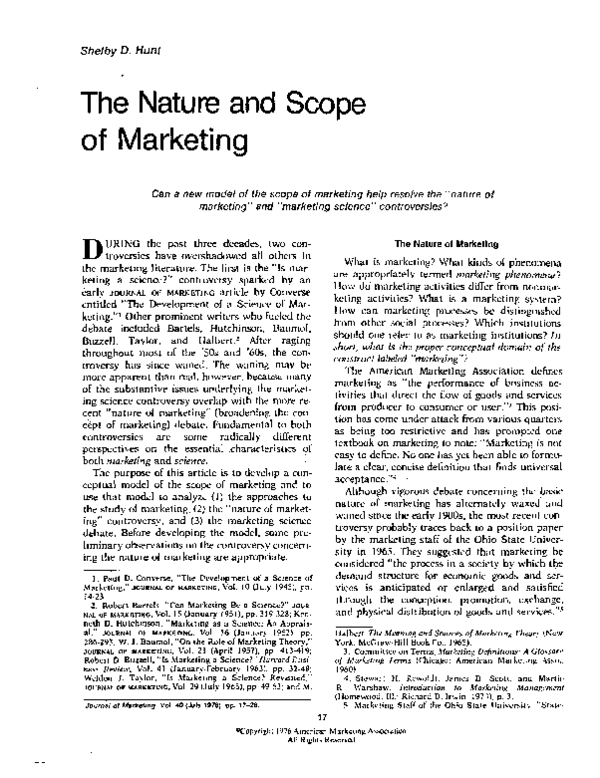 (PDF) The Nature and Scope of Marketing
