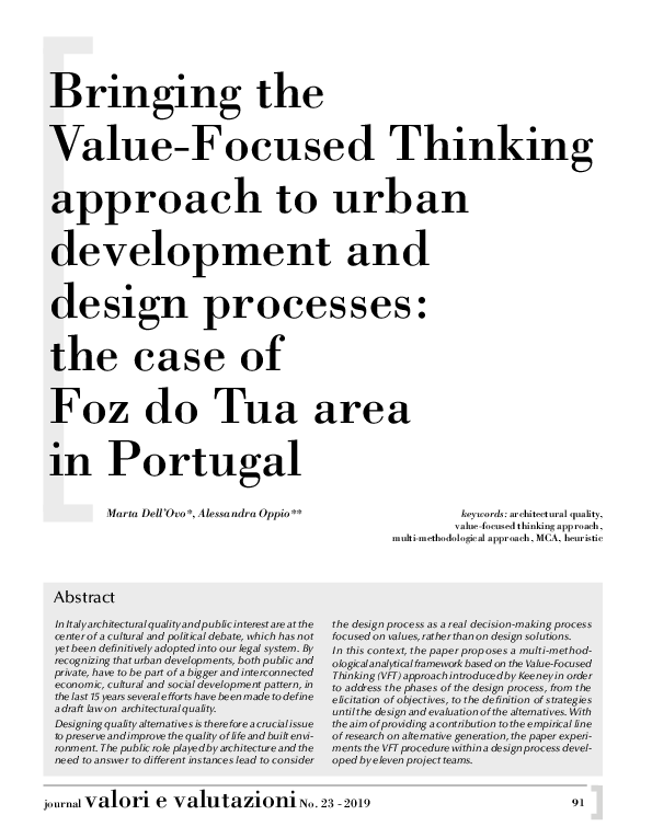 (PDF) Bringing the Value-Focused Thinking approach to urban development ...