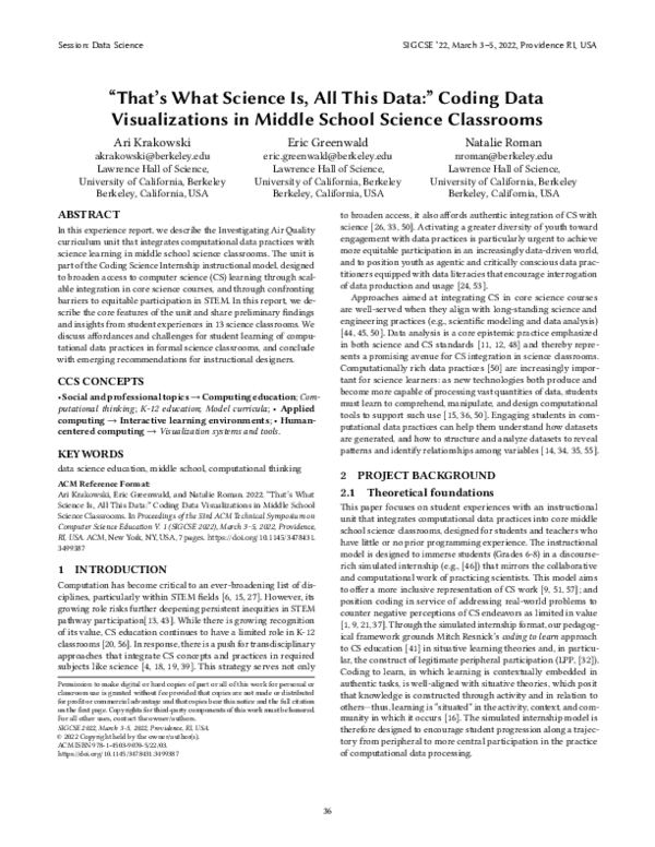 (PDF) "That's What Science Is, All This Data:" Coding Data ...