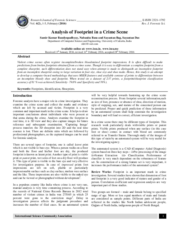 (PDF) Analysis of Footprint in a Crime Scene